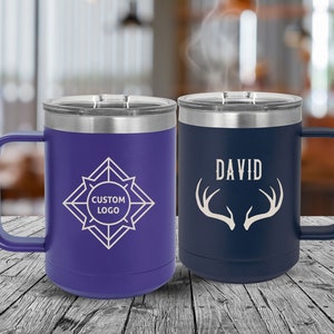 Custom Logo Laser Engraved 15 Oz Coffee Mugs, Personalized Insulated ...