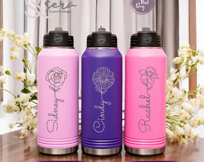 Personalized Laser Engraved Water Bottle With Custom Logo Name Text ...