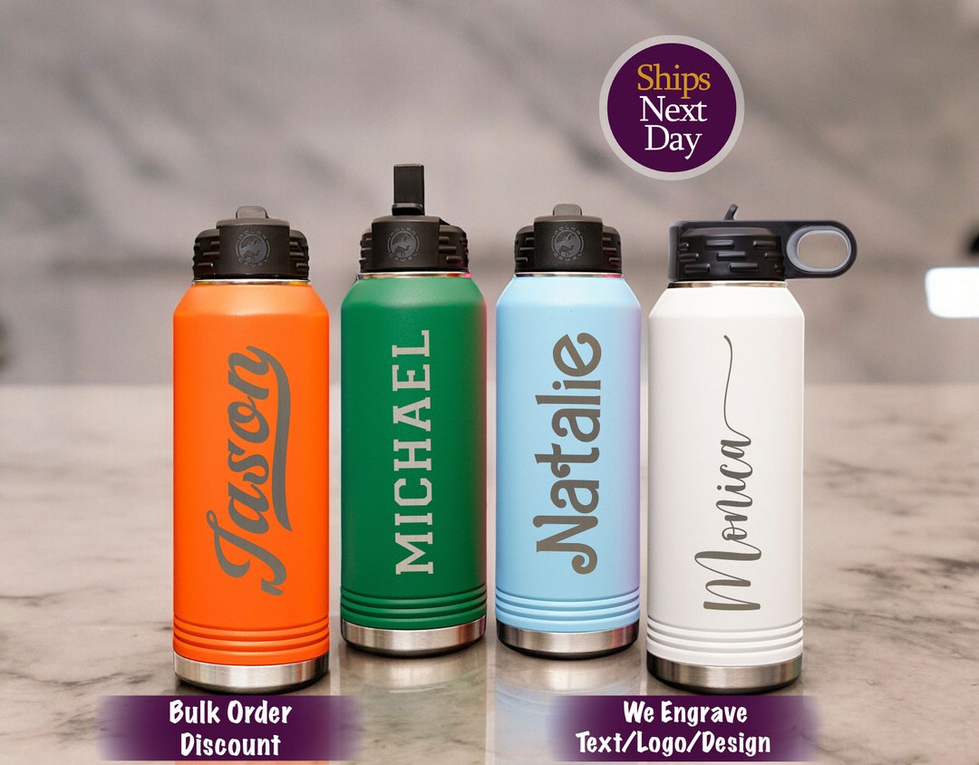 Custom Personalized Name Water Bottle, Laser Engraved With Custom Name ...