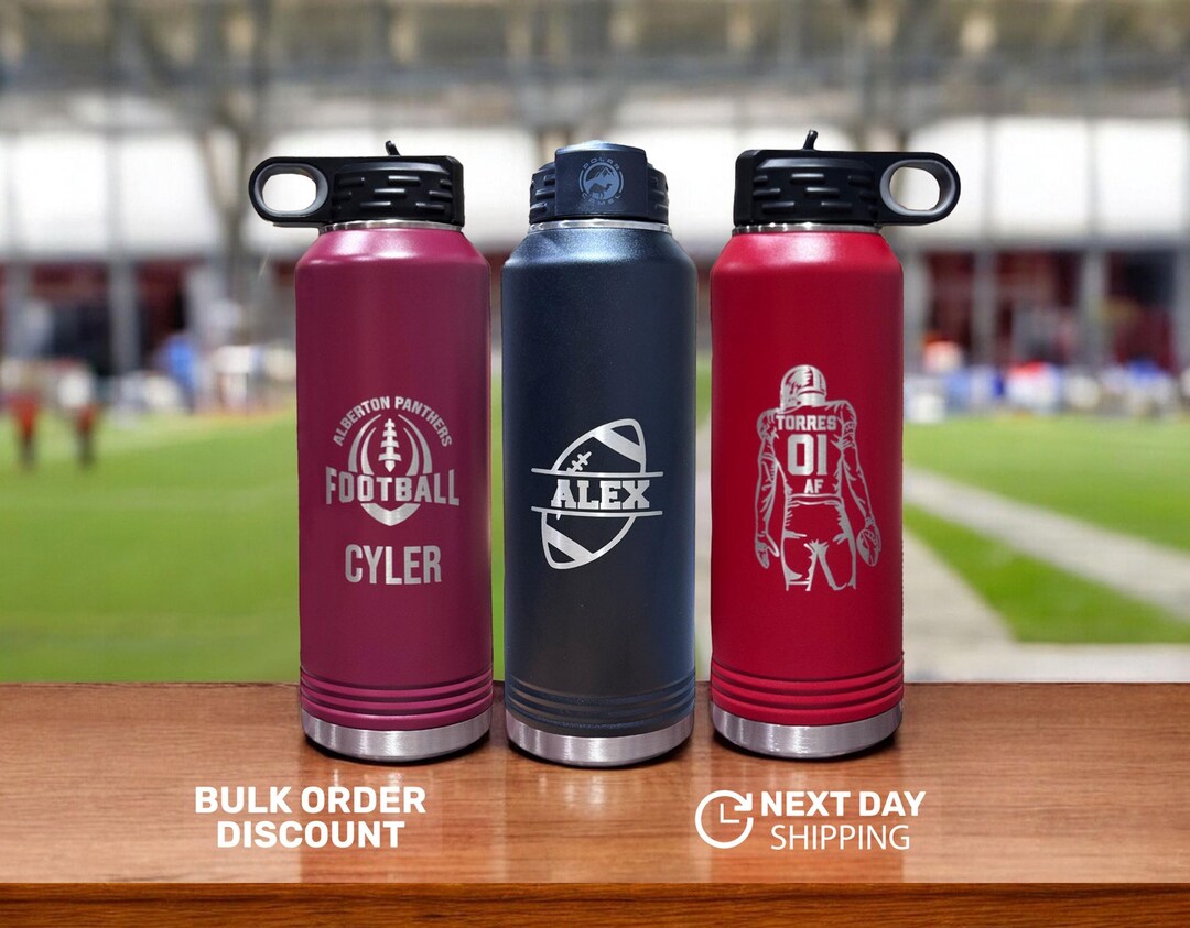 Personalized Football Team Player Water Bottle, Custom Sports Water ...