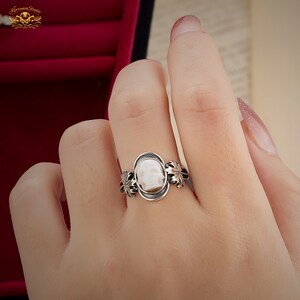 Maple Leaf and Skull Ring,goth Ring,pearl Skull S925 Sterling Silver ...