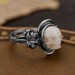 Maple Leaf and Skull Ring,goth Ring,pearl Skull S925 Sterling Silver ...