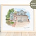Personalized First Home Portrait, Watercolour Family Home Wall Art ...