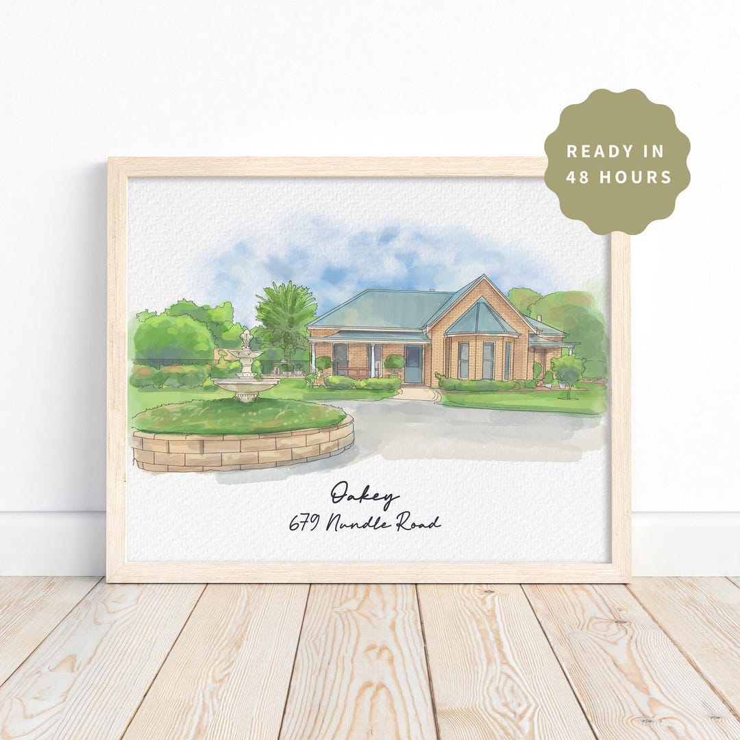 Watercolor Home Sketch | Custom Digital House Portrait | Unique Realtor ...