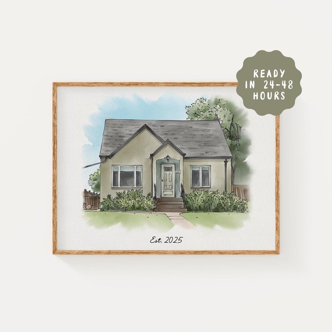 Custom House Sketch Print, House Drawing From Photo, First Home Gift ...