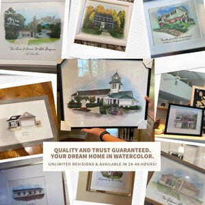 Personalized First Home Portrait, Watercolour Family Home Wall Art ...