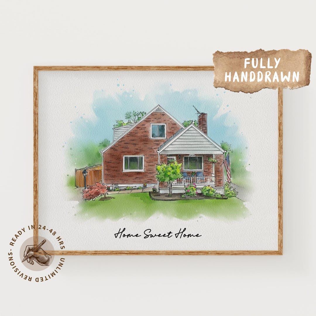 Hand-drawn House Portrait | Custom Watercolor Home Illustration ...