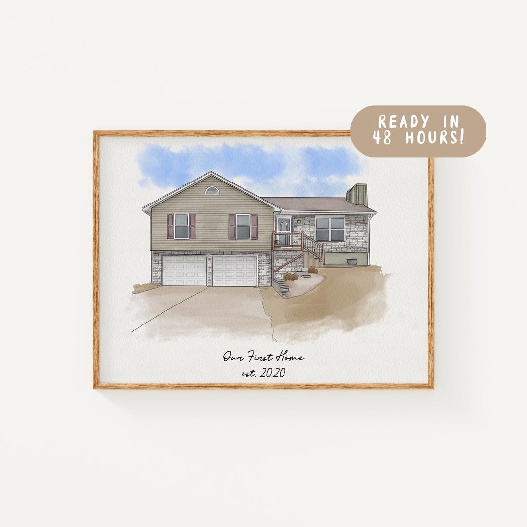 Custom Watercolor House Sketch, New Home Illustration, Handmade House ...