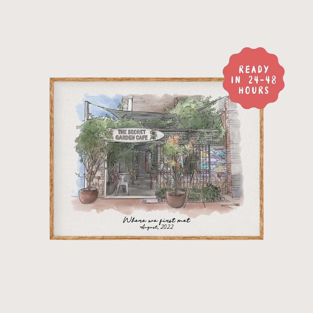 Where We First Met Watercolor Portrait | Custom Couple Gift | Custom ...