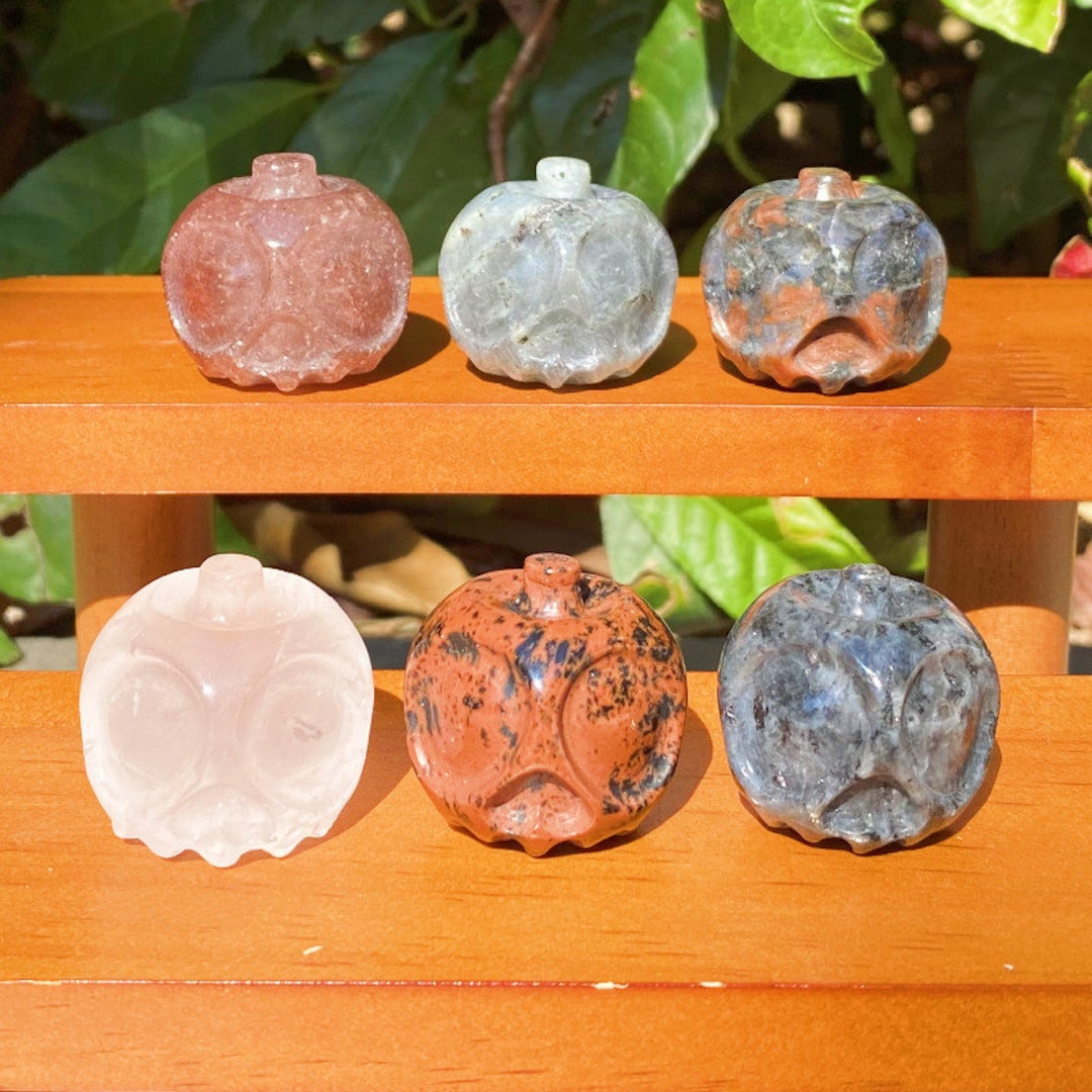 1.2 Crystal Pumpkin Skull Rose Quartz/labradorite Carving Halloween ...