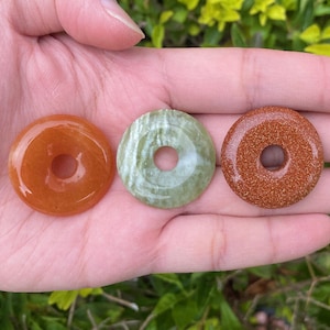 30MM Natural Gemstone Donut,crystal Donut ,lucky Safety Pendant Jewelry ...