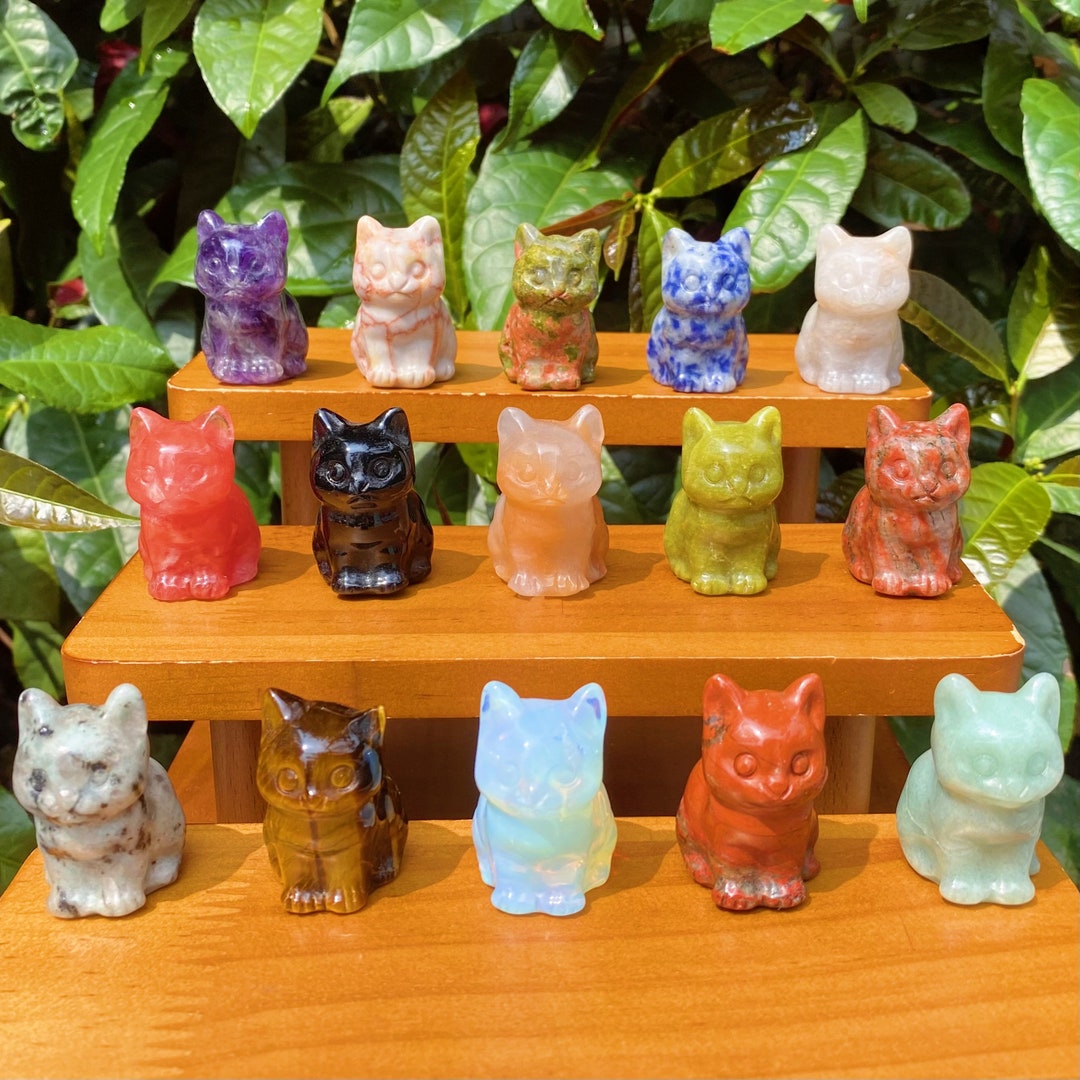 1.5inchs Natural Crystal Carved Cat,quartz Crystal Animal,crystal ...