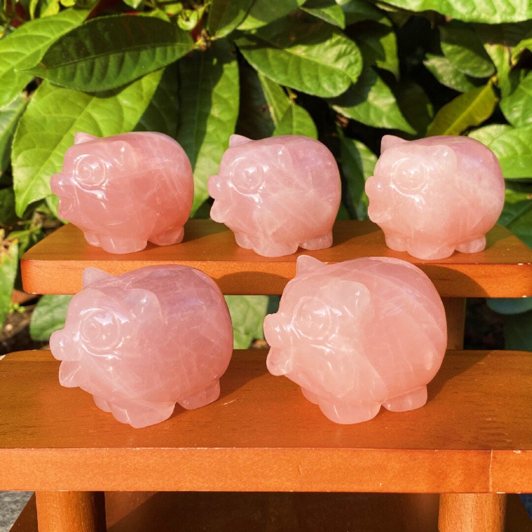 2inch Natural Crystal Rose Quartz Animal Figurinehand Carved Gemstone ...