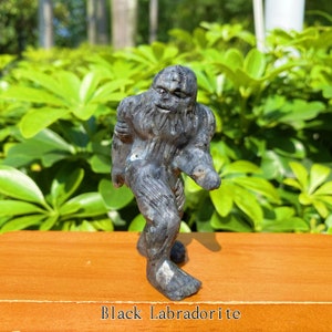 Hand Carved Crystal Sasquatch: 3" Flame Stone & Obsidian Decor - Etsy