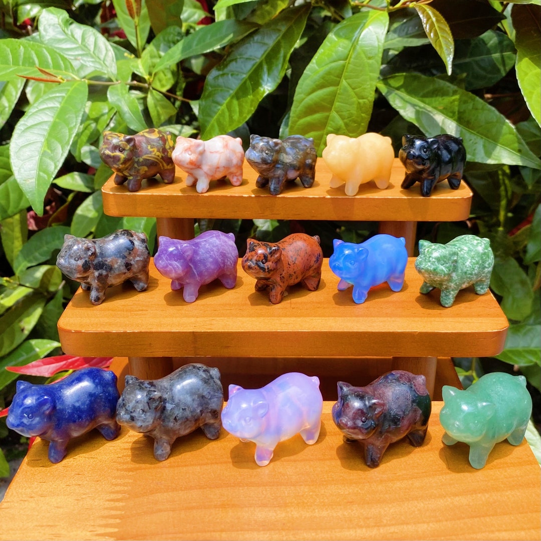 Hand Carved Gemstone Pig Statue: Healing Crystal Animal (1.5 Inches) - Etsy