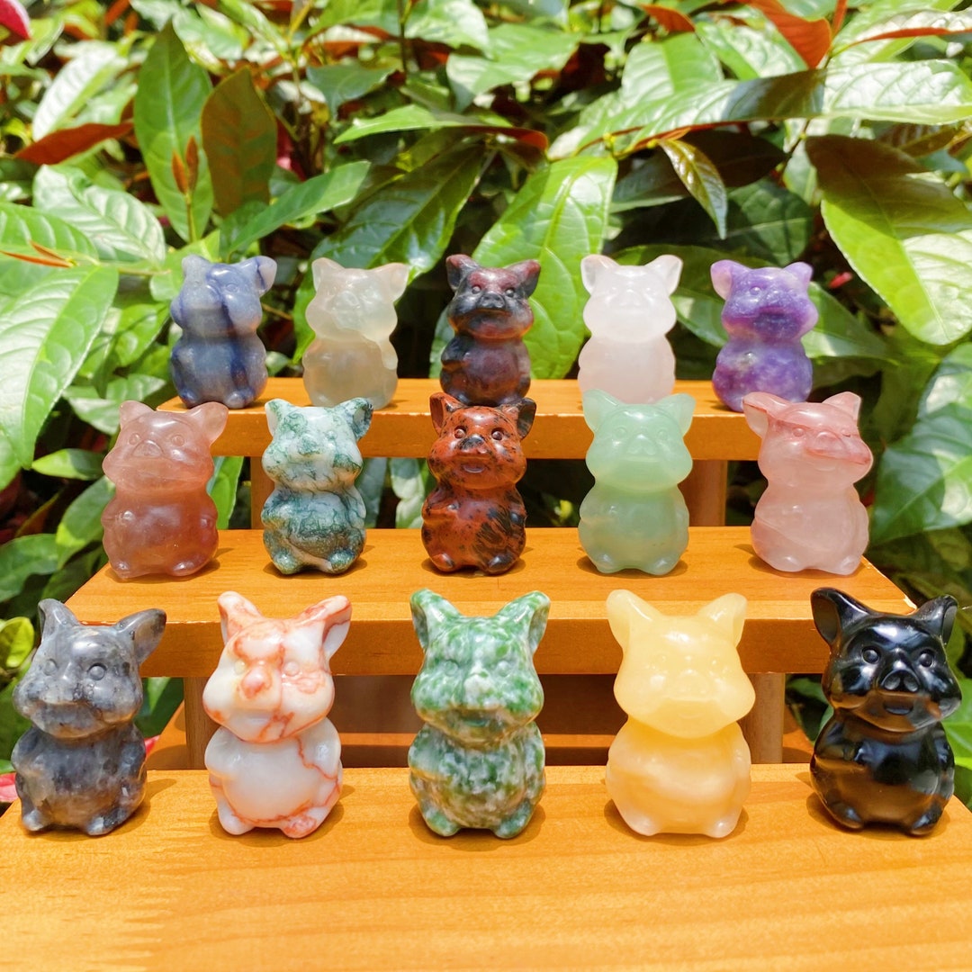 1.5inch Crystal Pig Statue,hand Carved Gemstone Pig Figurines,standing ...