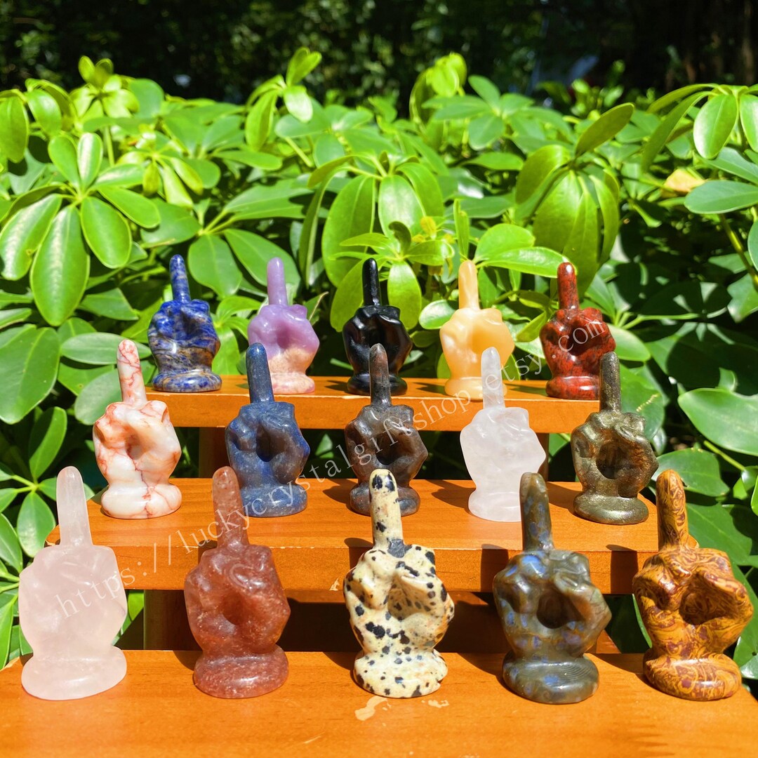 2 Inches Natural Crystal Carved Middle Finger, Hand-carved Healing ...