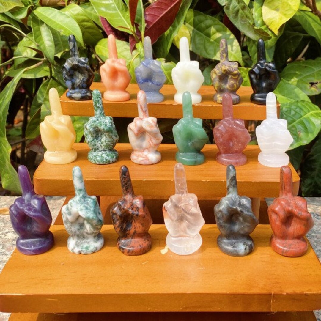 2 Inch Natural Crystal Middle Finger Gesture,creative Gesture,quartz ...