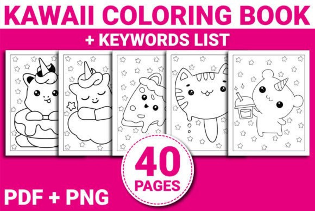 Kawaii Coloring Book for Kids Graphics - Etsy