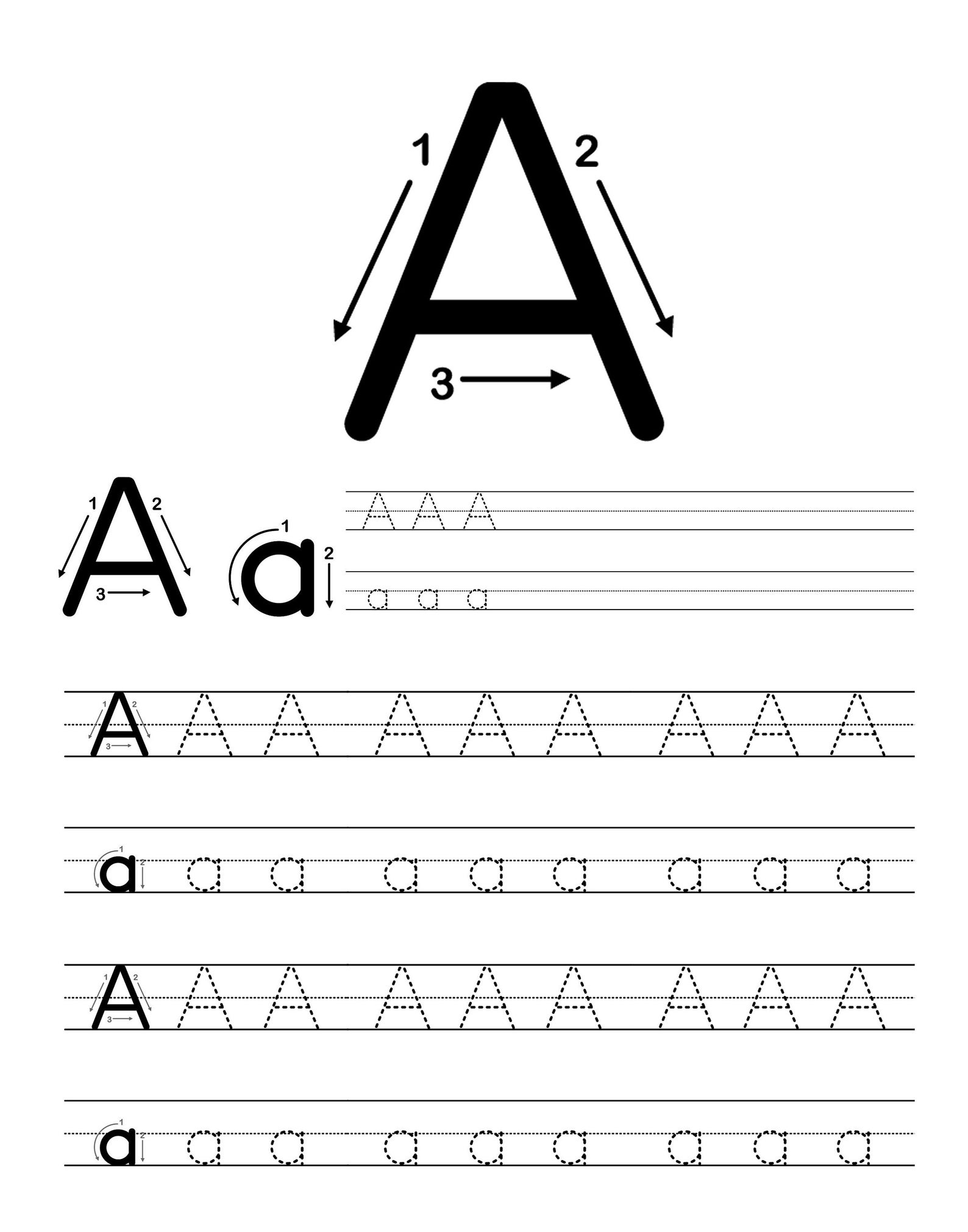 Alphabet Letters Tracing Page, Handwriting Practice, Preschool ...