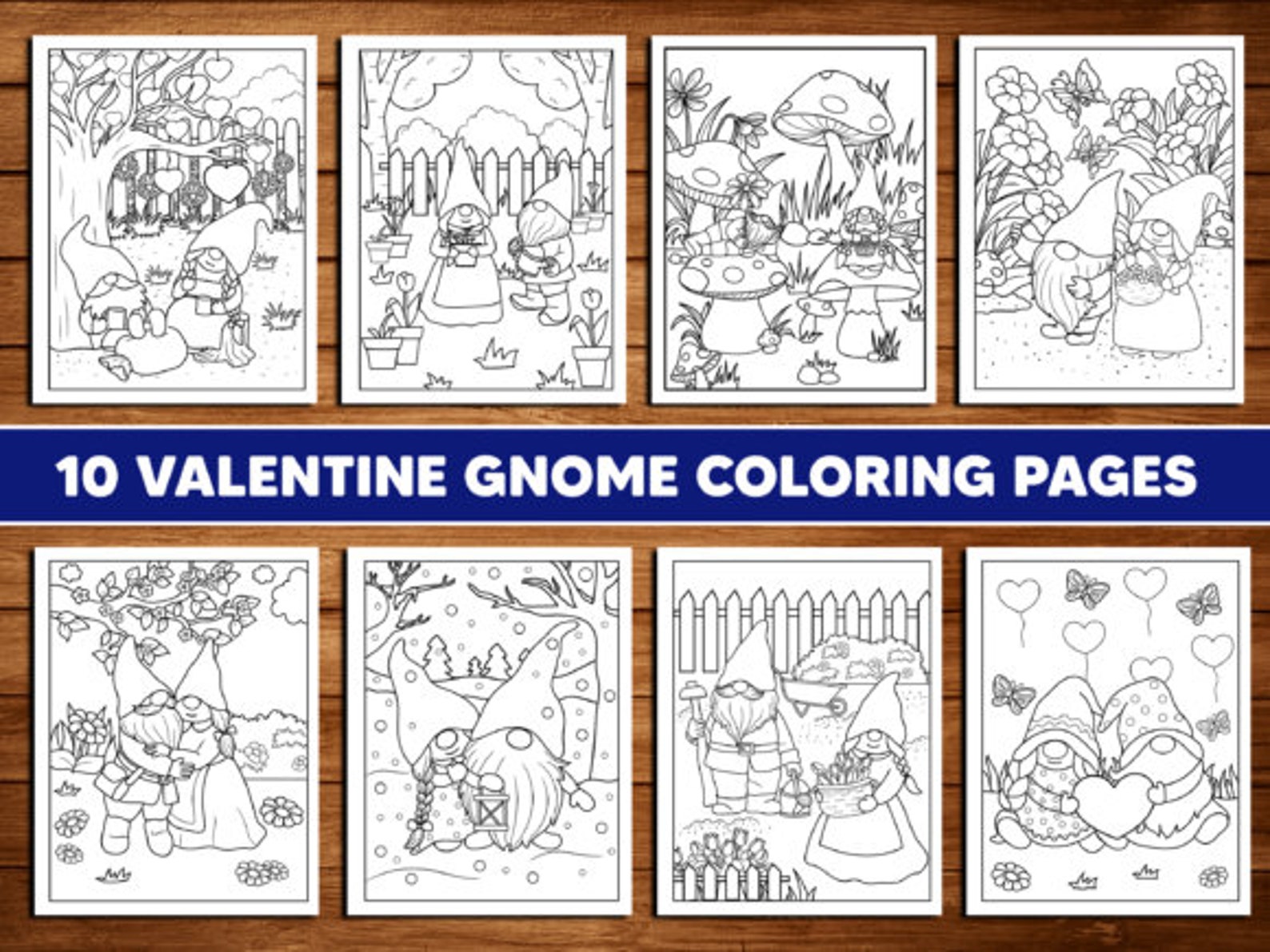 Valentine Gnome Coloring Page, Valentine, Gnome Valentine, Kdp Coloring ...