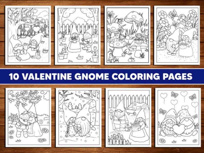 Valentine Gnome Coloring Page, Valentine, Gnome Valentine, Kdp Coloring ...