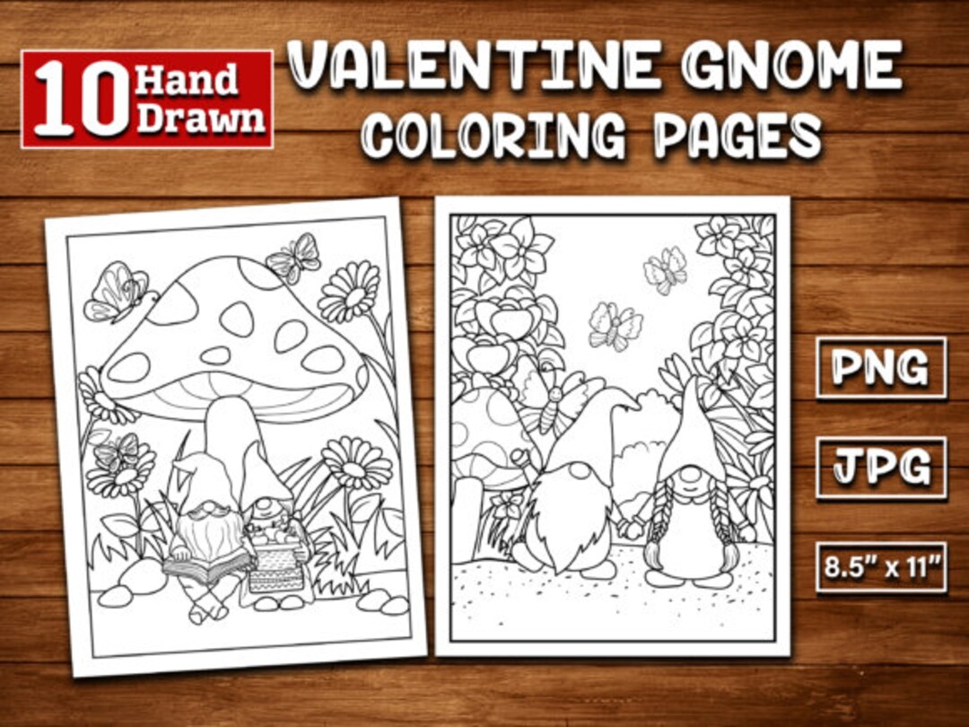 Valentine Gnome Coloring Page, Valentine, Gnome Valentine, Kdp Coloring ...