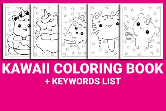 Kawaii Coloring Book for Kids Graphics - Etsy