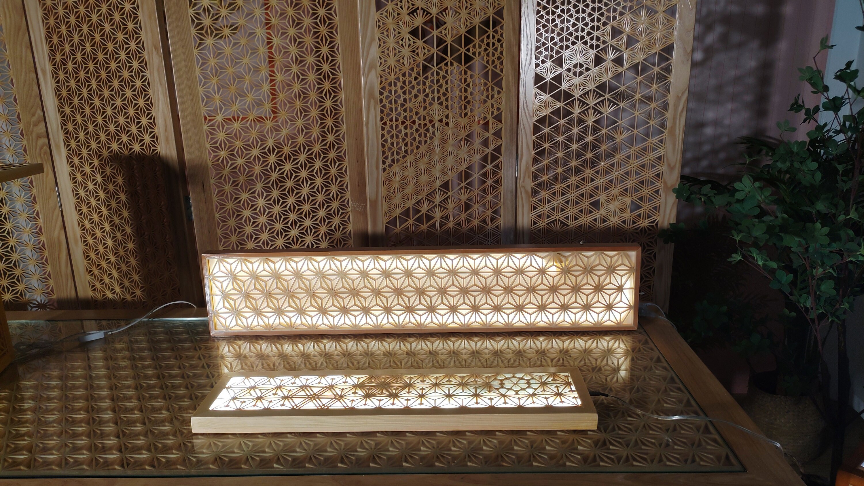 Japanese Handmade Kumiko Lamp Light Illuminationcorridor - Etsy