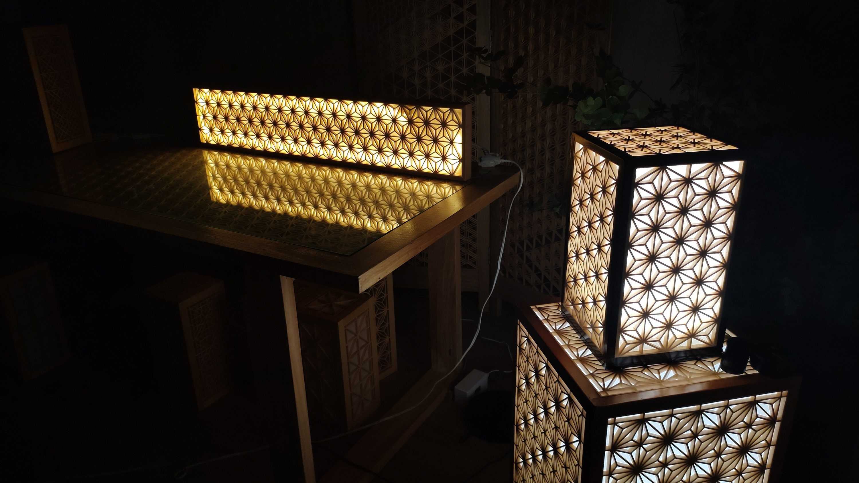 Japanese Handmade Kumiko Lamp Light Illuminationcorridor - Etsy