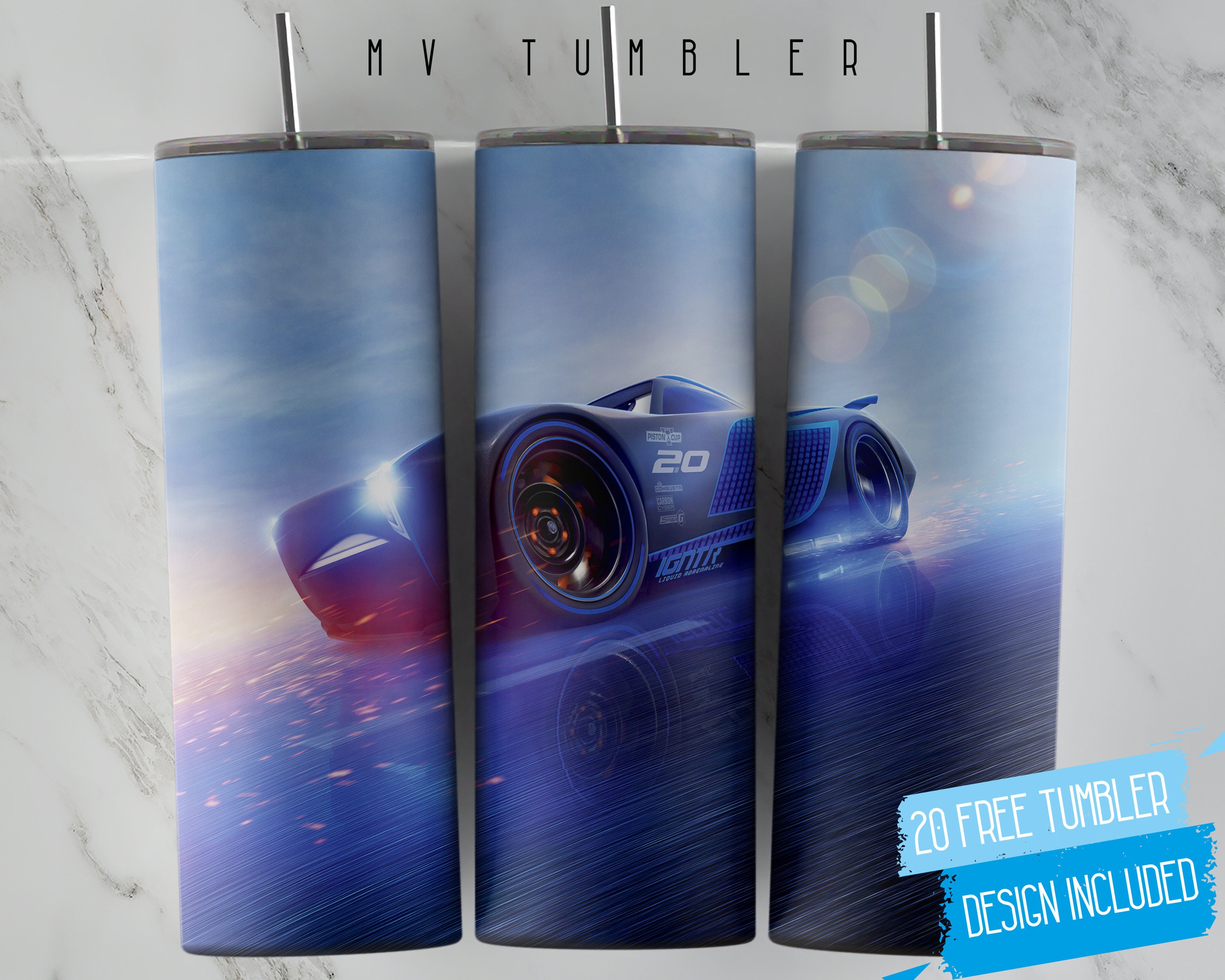 Cars Tumbler Wrap, Colorful Cars Sublimation Design 20 Oz Skinny ...