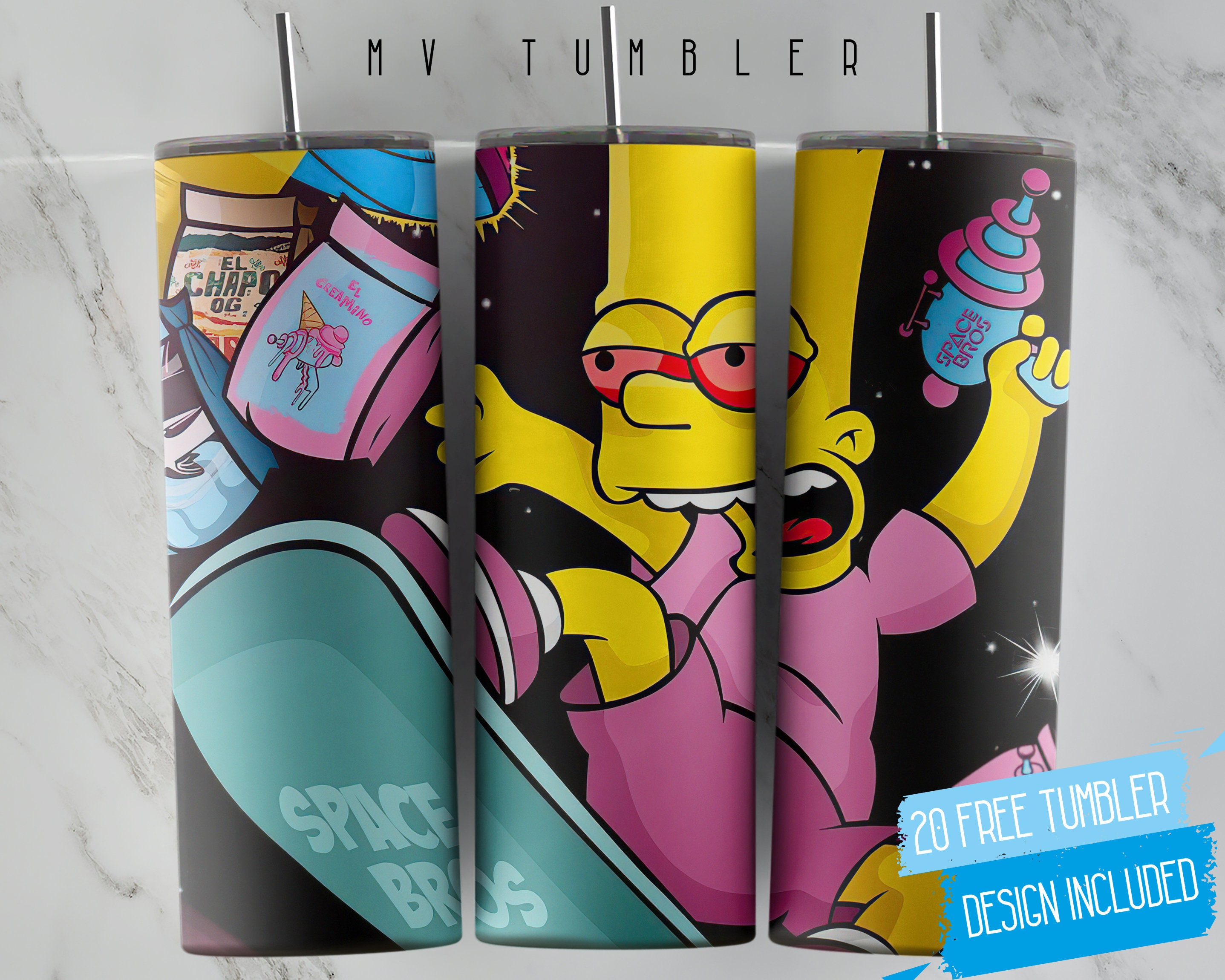 Simpsons Tumbler Wrap, Colorful Simpsons Sublimation Design 20 Oz ...