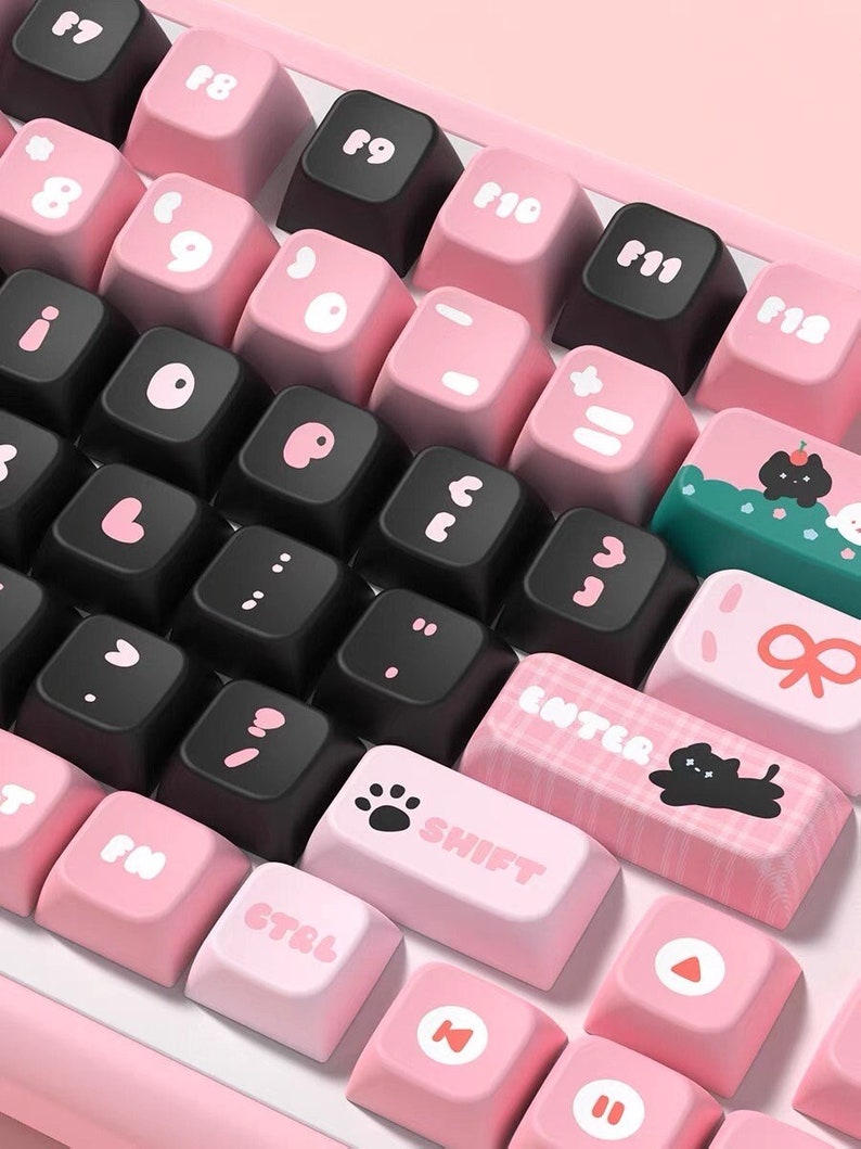 Set of 138/158 Cute PBT Keycaps girly Key Caps Cute Cat Keycaps Set ...