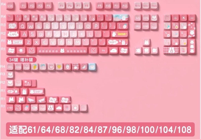 Set of 140 Cute Pink PBT Keycaps girly Key Caps Dessert Keycaps Set ...