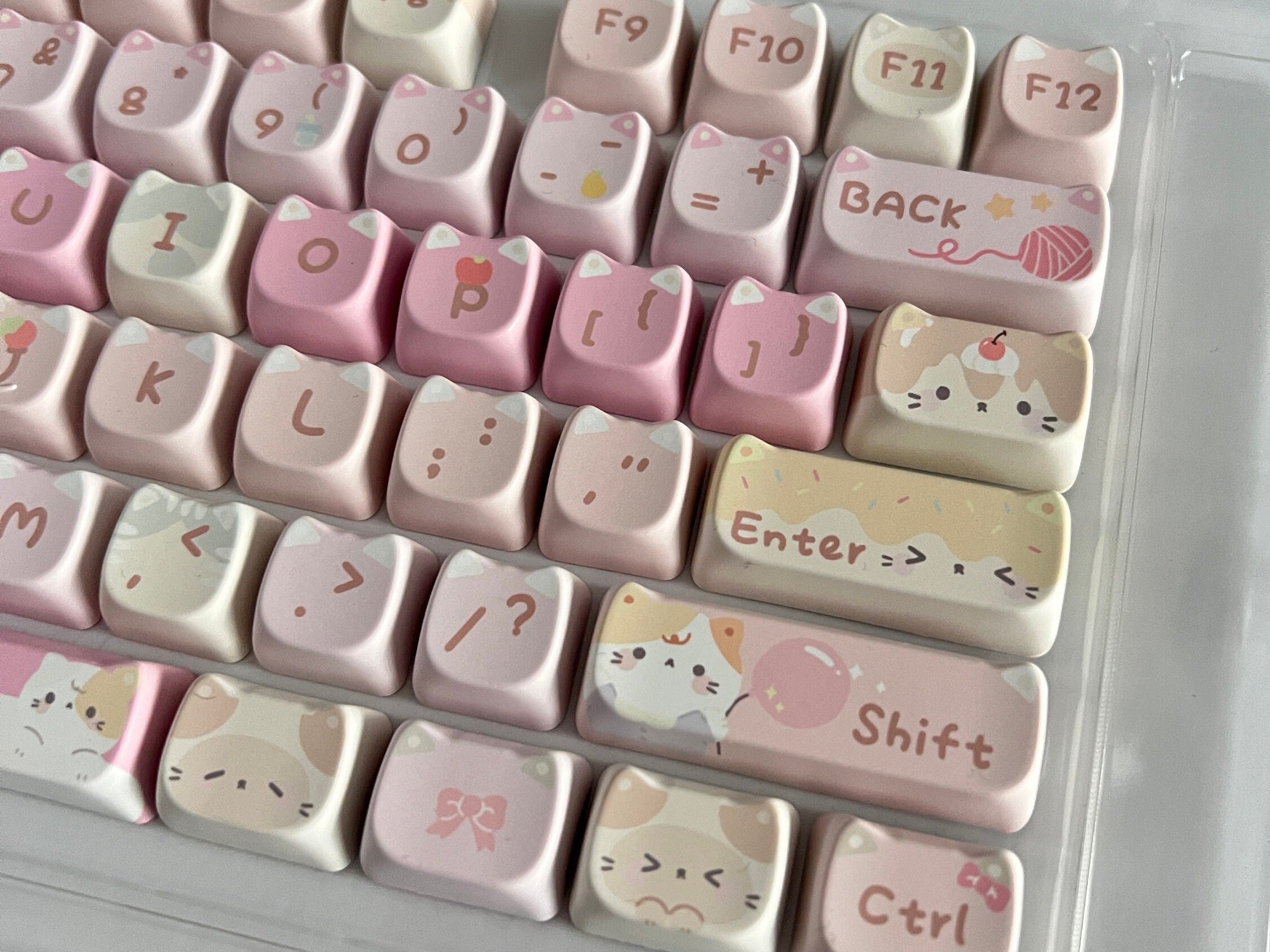 Set of 141 Cute PBT Keycaps Girly Key Caps Cute Cat Keycaps Set, MAO ...