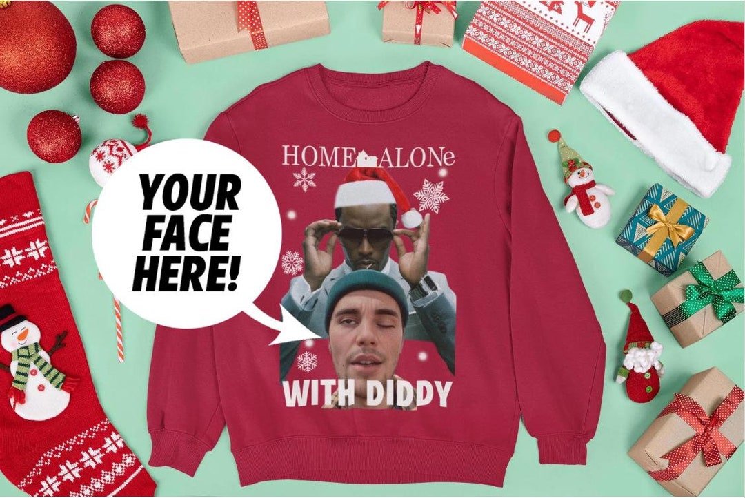 Customised Home Alone With Diddy, Funny Christmas Jumper, P Diddy, Xmas ...