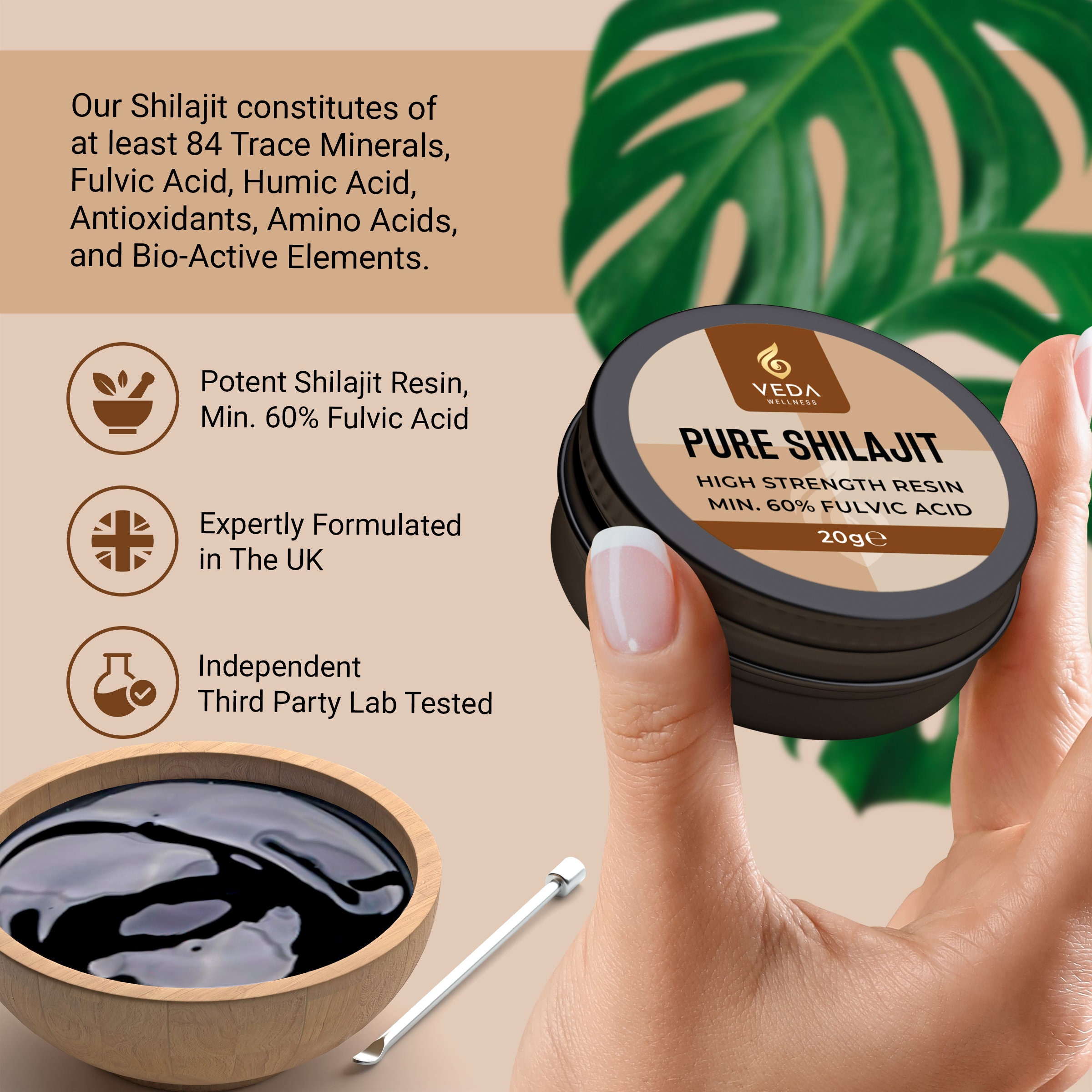 Pure Shilajit Resin 20g-60% Fulvic Acid, High Strength, Lab Tested ...