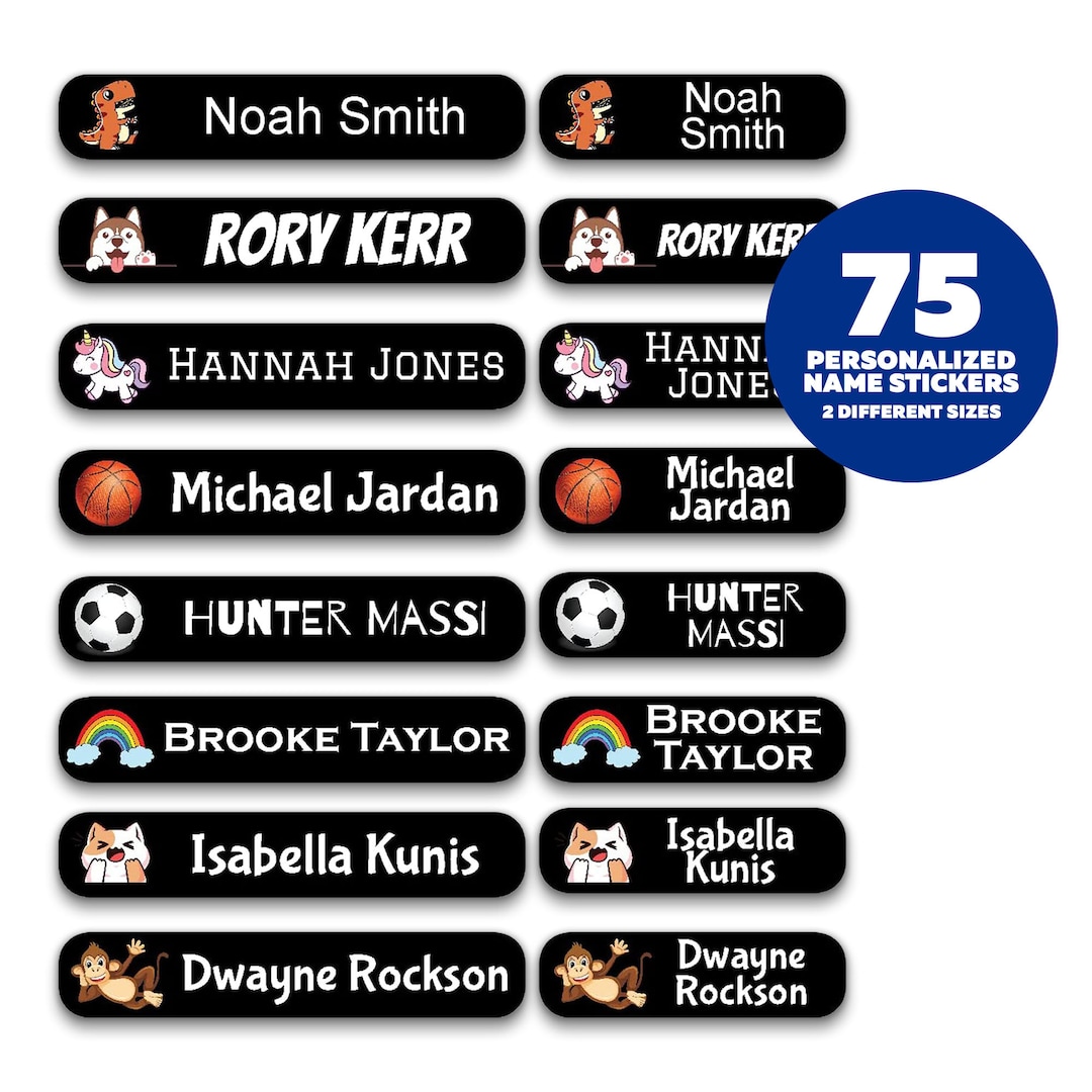 75 Personalized Stickers, School Labels, Daycare Labels, Name Stickers ...