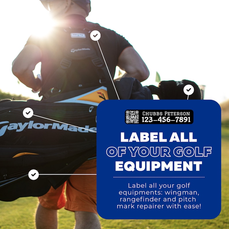 Golf Club Labels - Set of 32 Personalised Vinyl Stickers, Golf ...