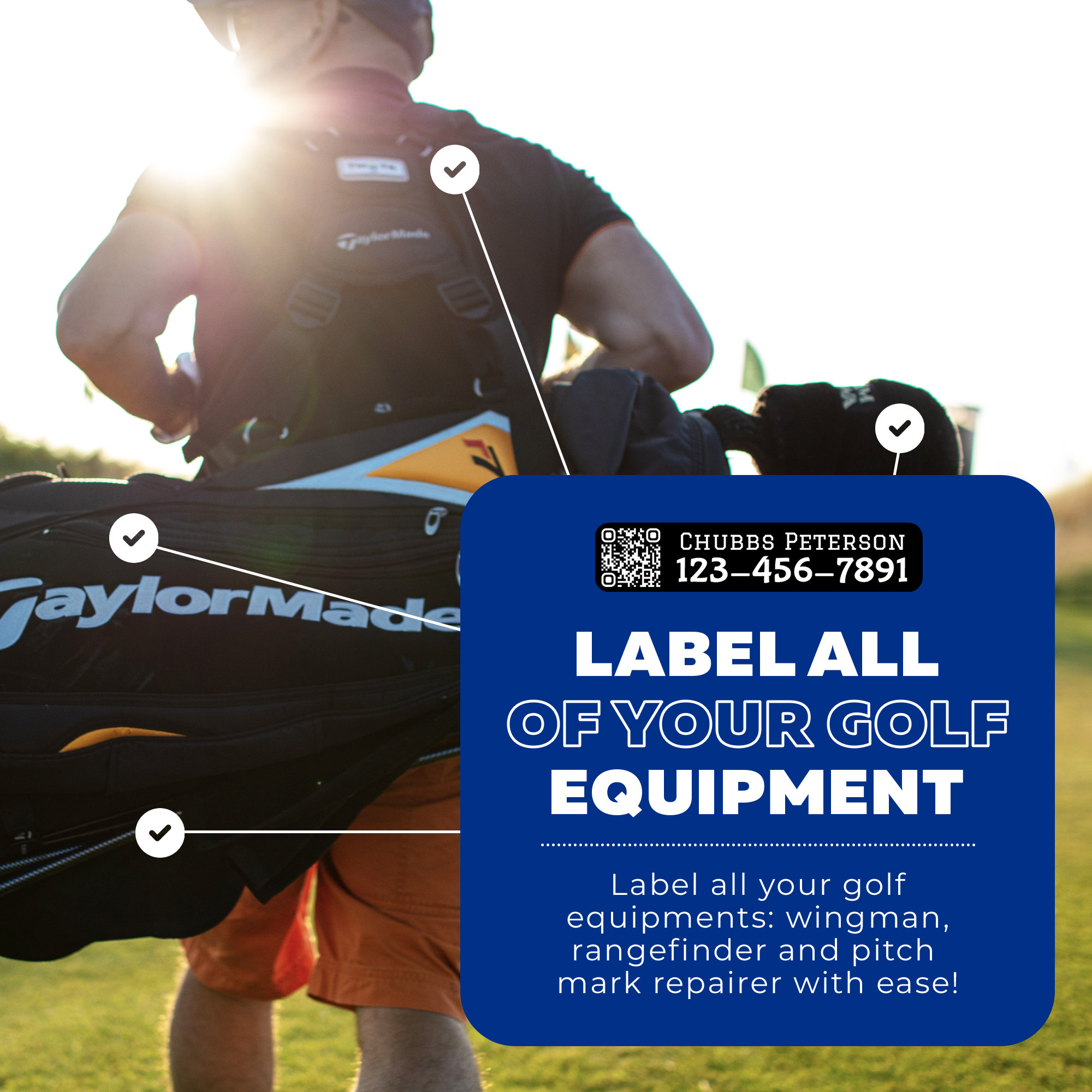 Golf Club Labels - Set of 32 Personalised Vinyl Stickers, Golf ...