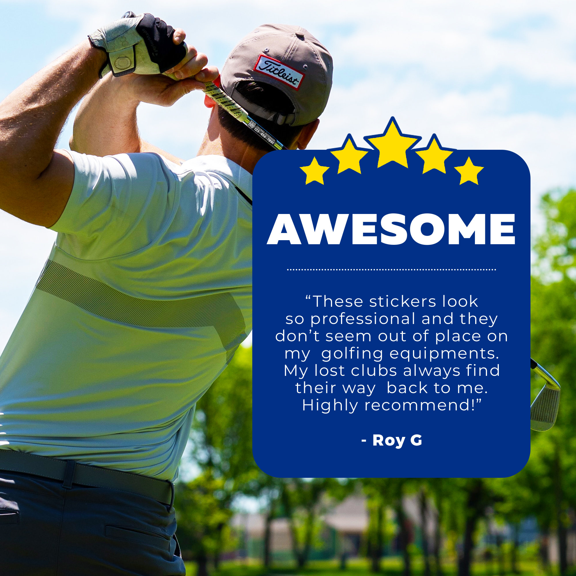 Golf Club Labels - Set of 32 Personalised Vinyl Stickers, Golf ...