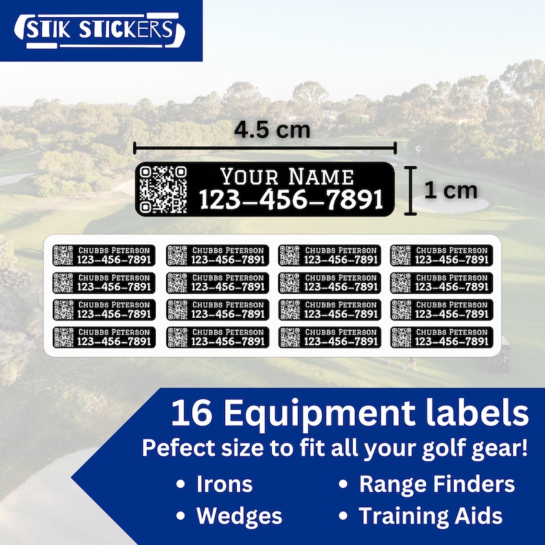 Golf Club Labels - Set of 32 Personalised Vinyl Stickers, Golf ...