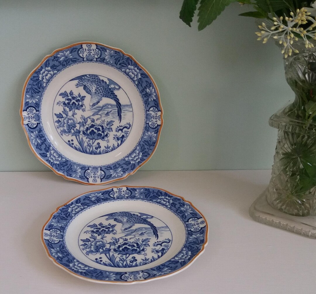 Vintage Blue and White Tea/side Plates Two Aquila Please Read - Etsy
