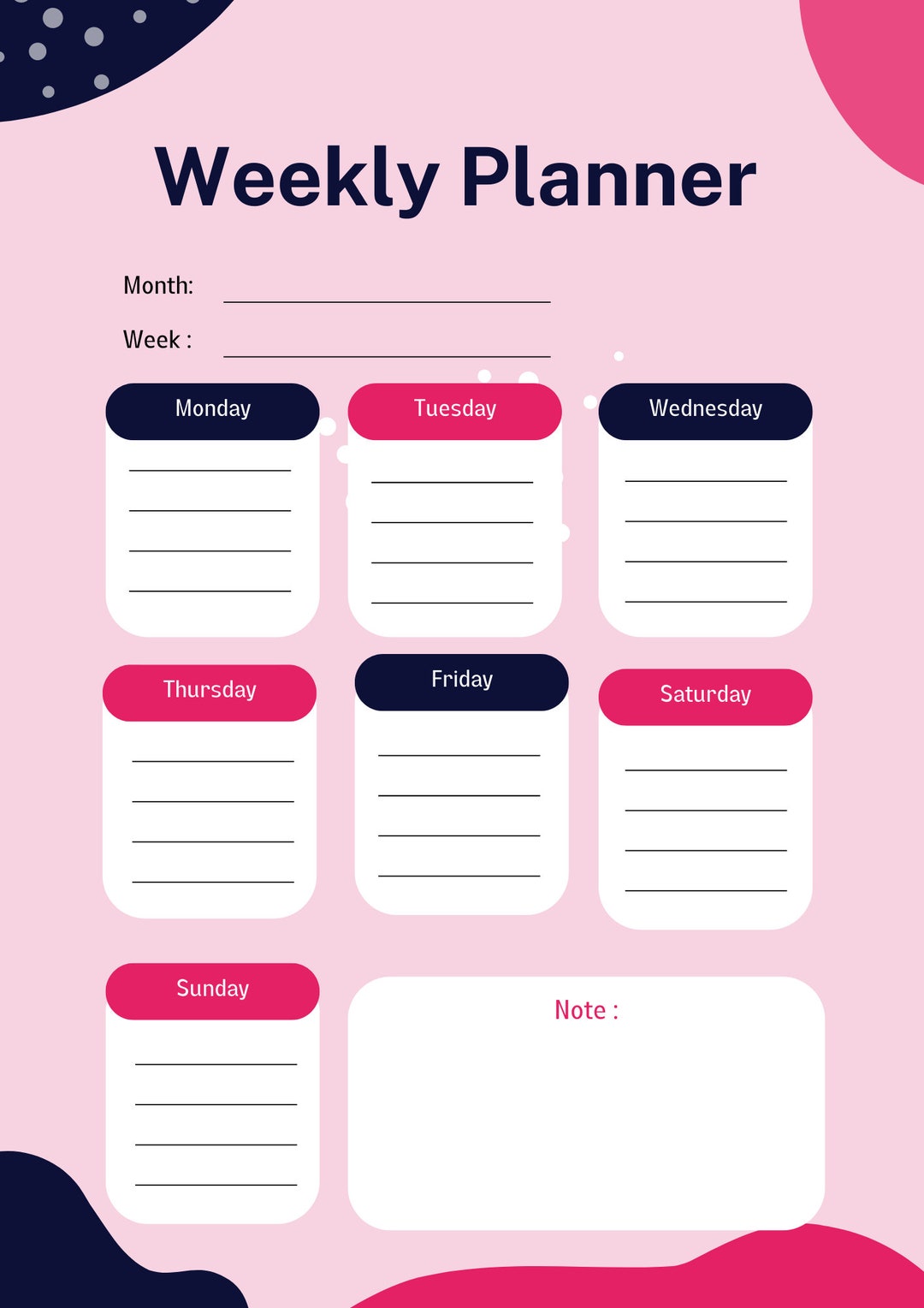 Weekly Planner| Digital Weekly Planner| Printable Weekly Planner ...