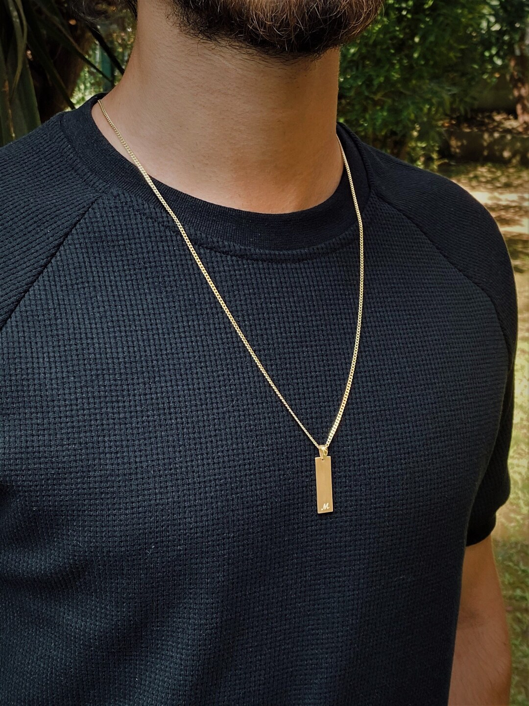 Personalized Mens Bar Necklace, Custom Engraved Necklace for Men, 925 ...