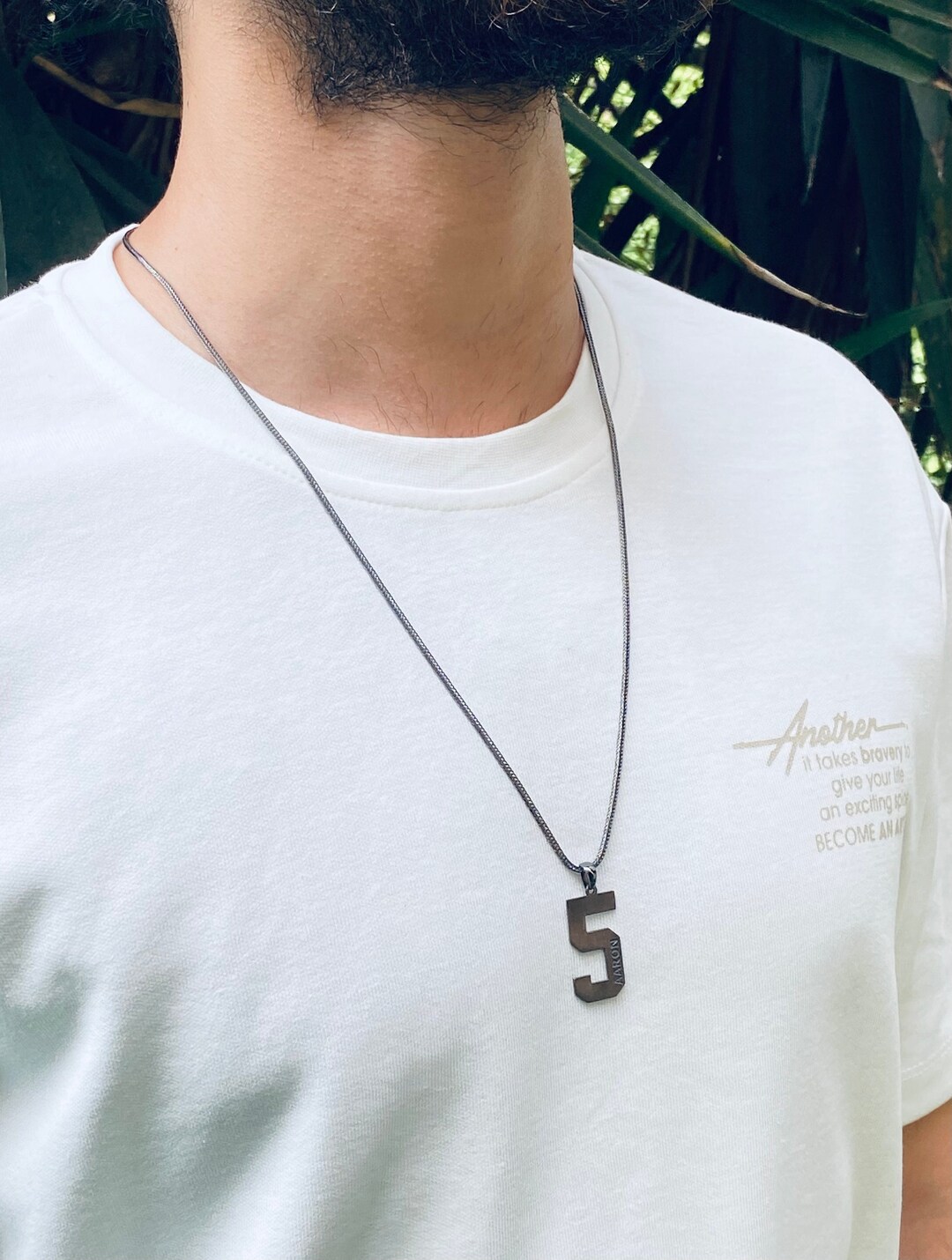 Number Necklace for Men Engraved Custom Necklace for Men - Etsy