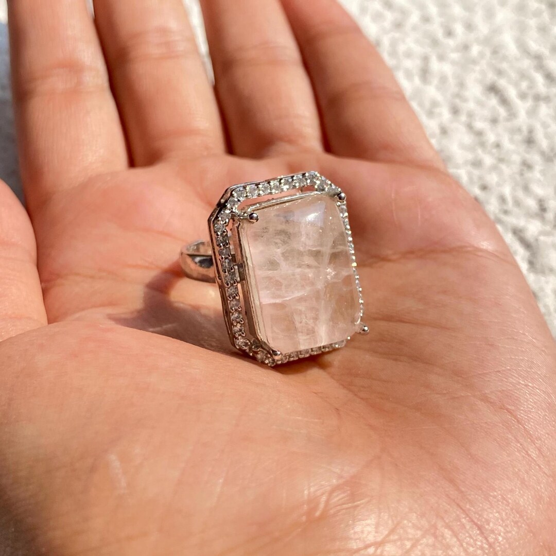 Pink Diamond Ring Doublet Jewelry LUXURY Cz Large Statement Ring Large ...