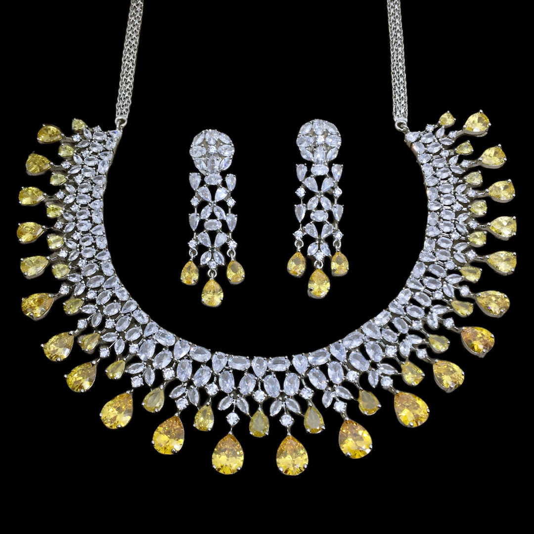 Yellow Diamond Necklace Canary Diamond India Moissanite Diamond FANCY ...