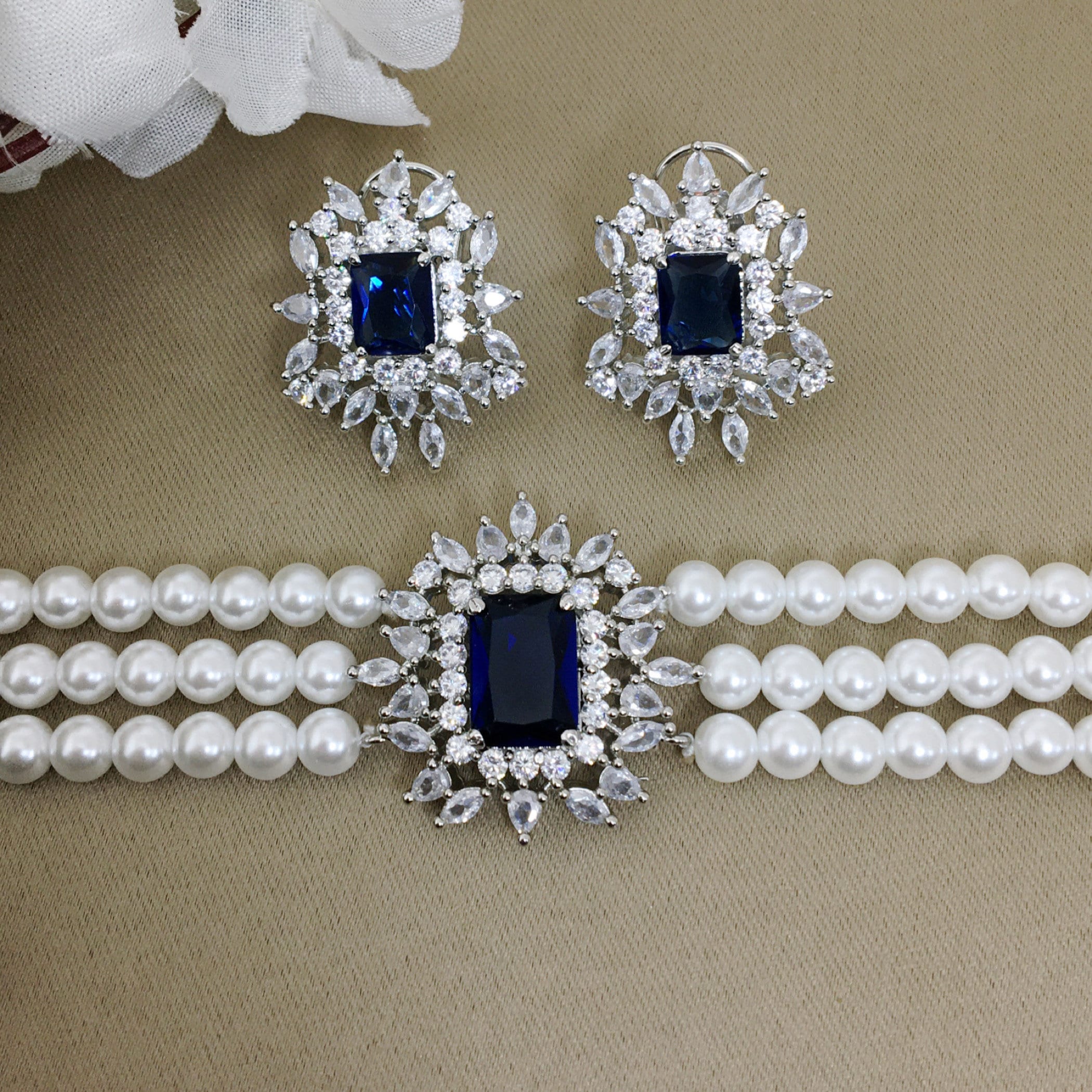 Sapphire Perle Choker Halskette Blau LUXUS amerikanischer Diamant Choker ROYAL Blauer Saphir Diamant Kette Statement Perle Braut HOCHZEIT Geschenk Etsy