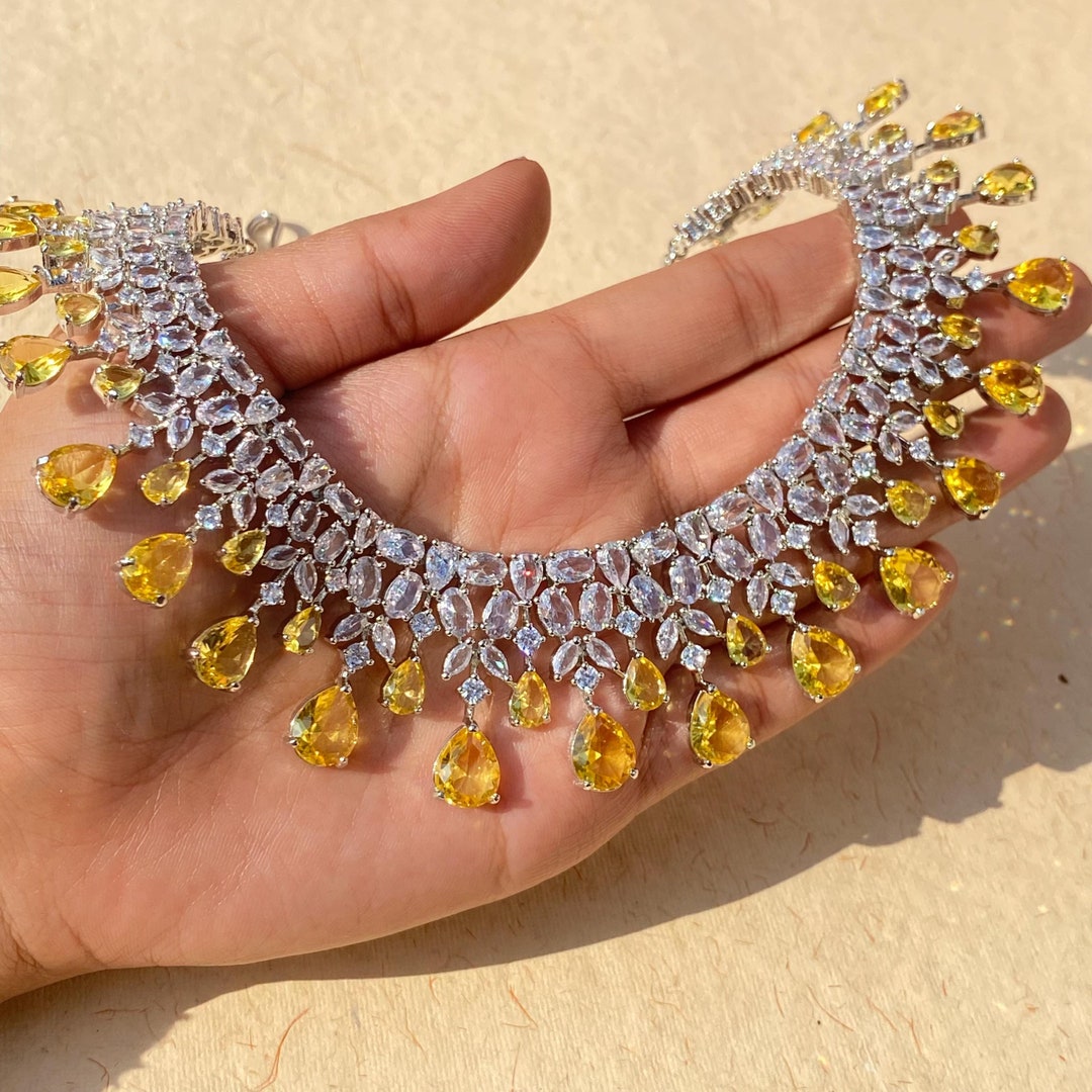 Yellow Diamond Necklace FANCY Yellow Stone Jewelry Canary Diamond ...